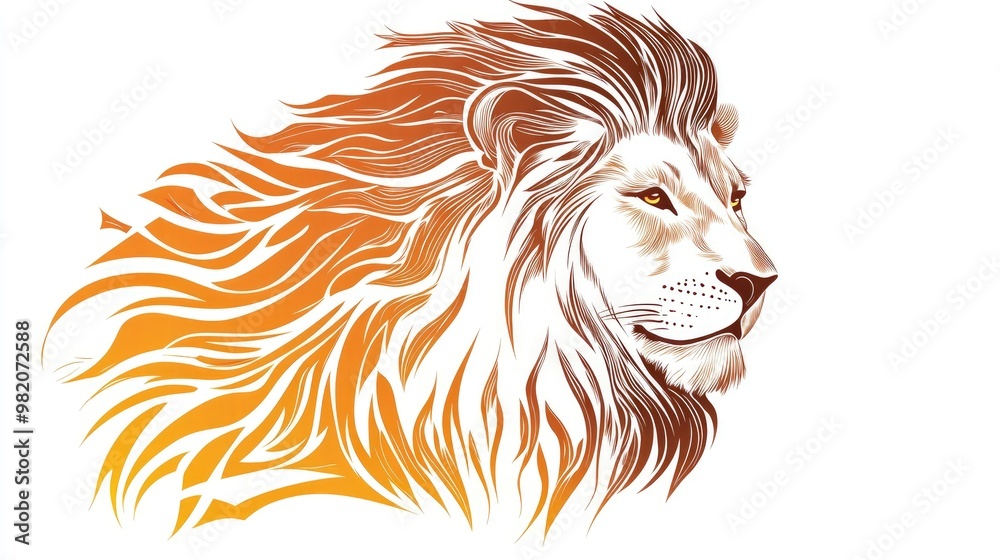 Stylized lion vector art with flowing mane and sharp contours, exuding ...