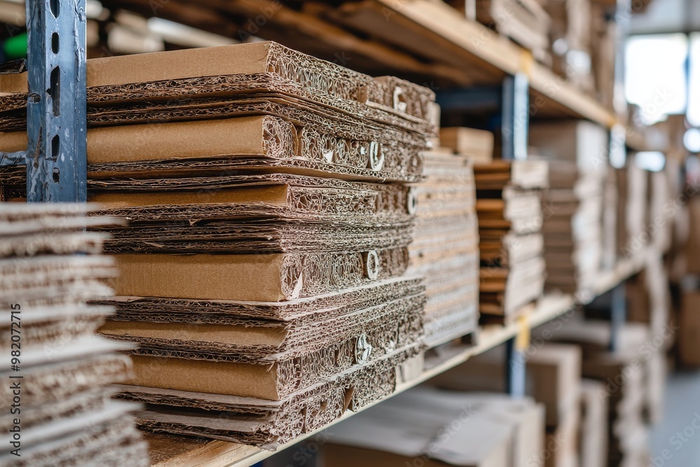 Stacked Cardboard Sheets in a Warehouse Storage Area Showcasing ...