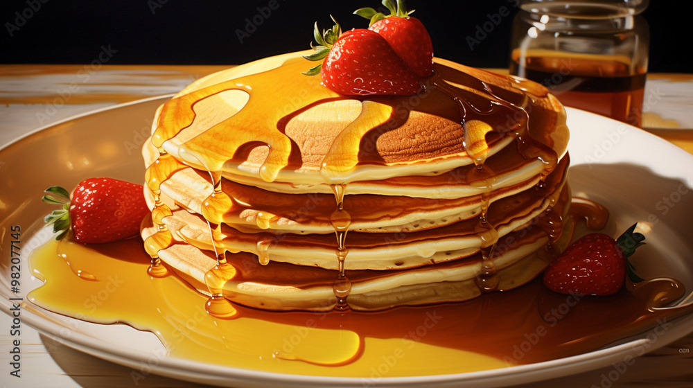 Pancake, Photorealistic, Realistic light and shadow highlighting the ...