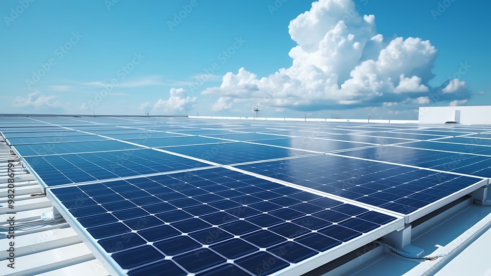 Solar panels installed on a rooftop exemplify efficient energy use ...