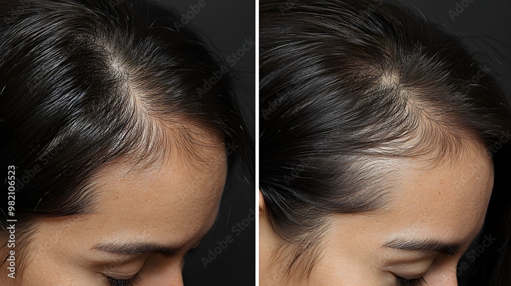 Before-and-after crown view of a patient treated with laser hair ...