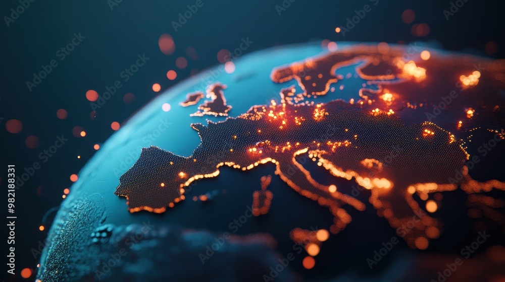 A digital illustration of a global map with different investment ...