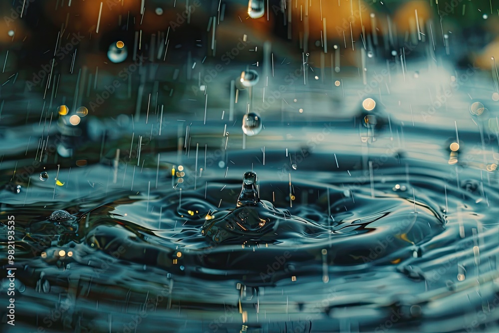 Water drop falls and creates ripples. This image is perfect for ...