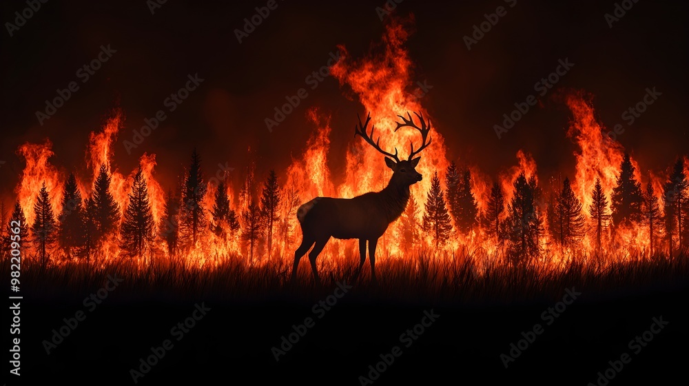 Forest fire raging as wildlife flees, highlighting the devastating ...