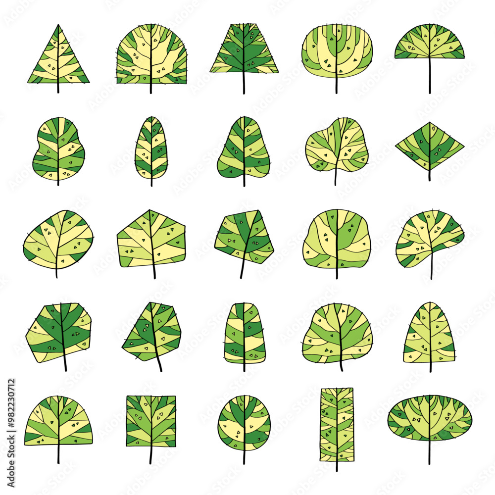 hand drawn cute cartoon side view of tree illustration isolated on ...