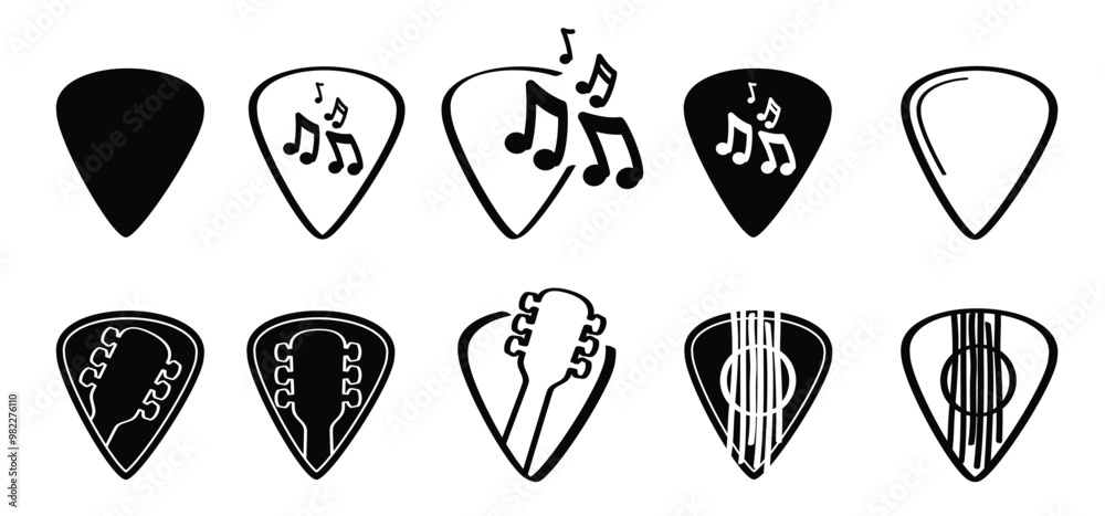 guitar picks or plectrum with music key notes. Guitar pick for acoustic ...