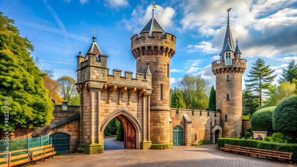 Entrance tower at Alton Towers Theme Park, entrance, tower ...