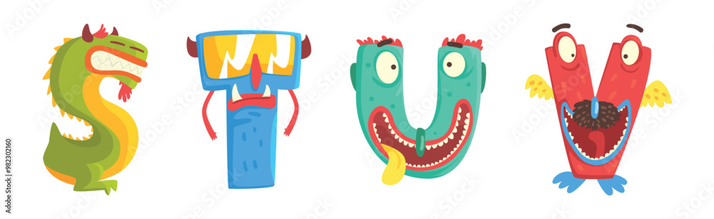 Funny Monster Alphabet Text Letter Character Vector Set Stock Vector ...