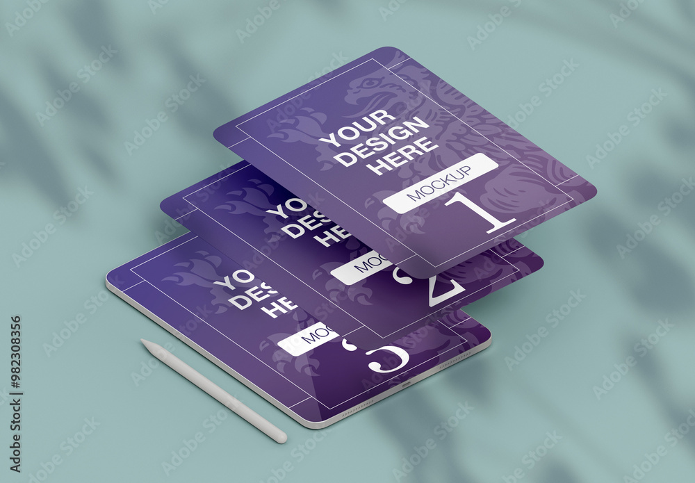 Tablet Perspective Ui Screens Mockup Stock Template | Adobe Stock