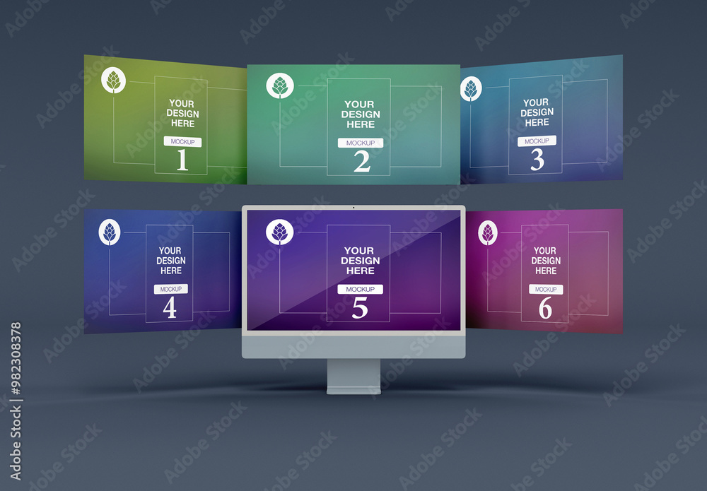 Monitor Perspective Ui Screens Mockup Stock Template | Adobe Stock