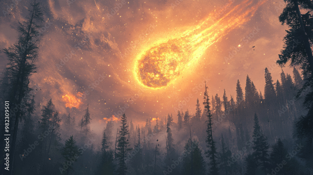 The Tunguska event is visually represented in this 2D illustration ...
