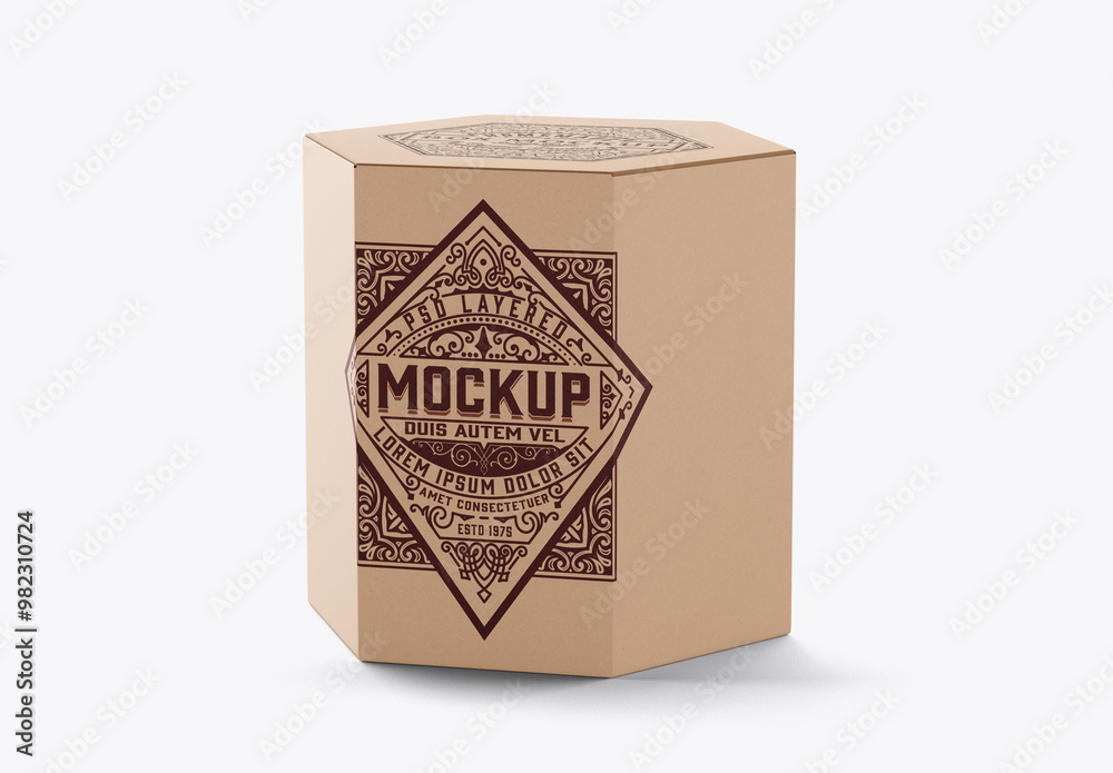 Hexagonal Box Mockup Stock Template | Adobe Stock