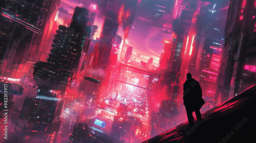 In a futuristic science fiction setting, an alien city emerges with ...