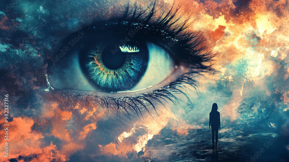 A 2D illustration of an abstract, dreamlike motivational scene. It ...