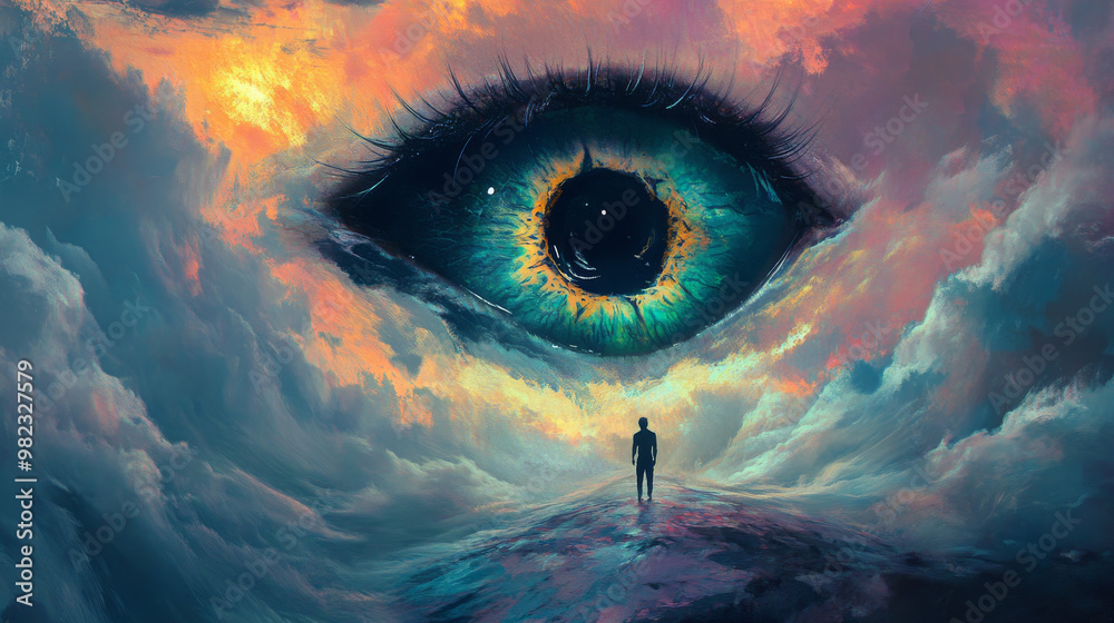 A 2D illustration of an abstract, dreamlike motivational scene. It ...