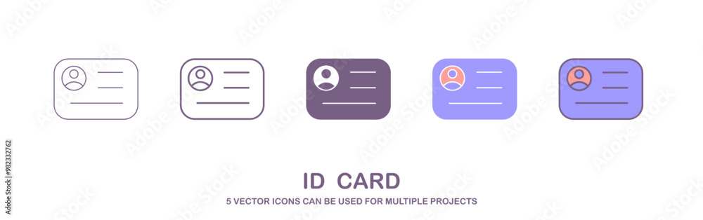 a series of ID card designs in different styles and color schemes. ID ...