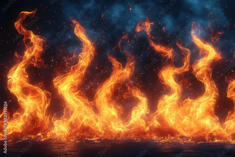 dynamic collection of photorealistic flame elements varying sizes and ...
