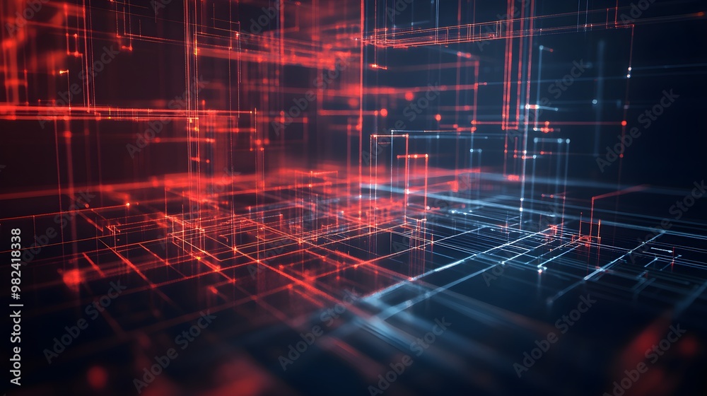 Abstract visualization of web design using a wireframe structure in a ...