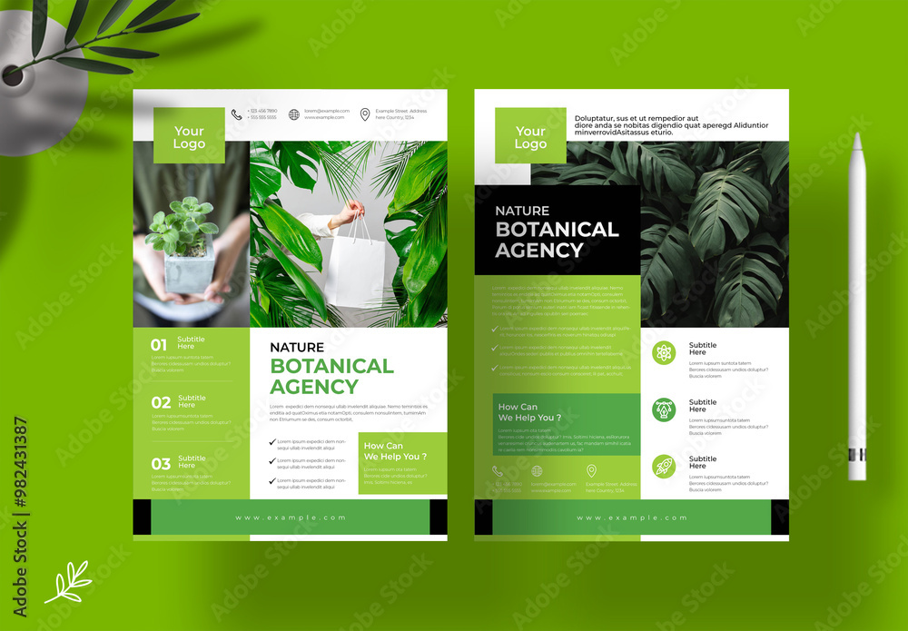 Botanical Flyer Layout Stock Template | Adobe Stock