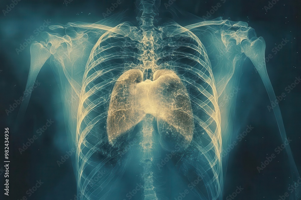 ghostly cardiac xray ethereal white overlay of chest cavity stark ...