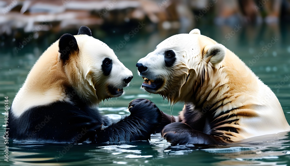 Panda and Polar Bear Clash in Water: A Symbolic Showdown of Pandas and ...