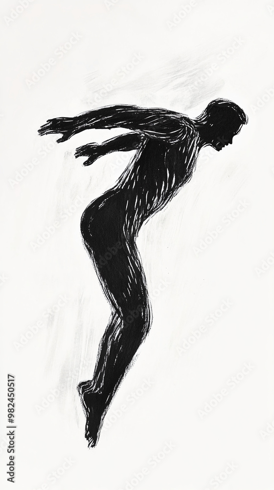 concept of freedom a free man jumping and flying in the air artistic ...