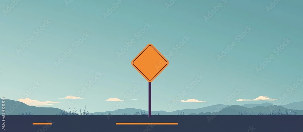 Orange road sign concept in flat design symbolizing initiative and ...
