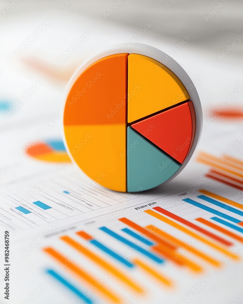Strategic business plan with a pie chart and bar graphs, concept of ...