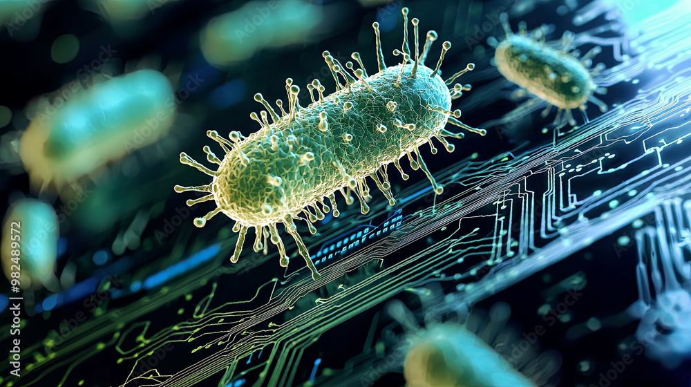 Illustration of Bacteria as a Model for AI - Depict bacteria as a model ...
