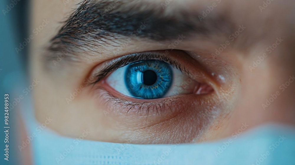 Doctor’s hand holding a small flashlight to check a patient’s eyes, eye ...