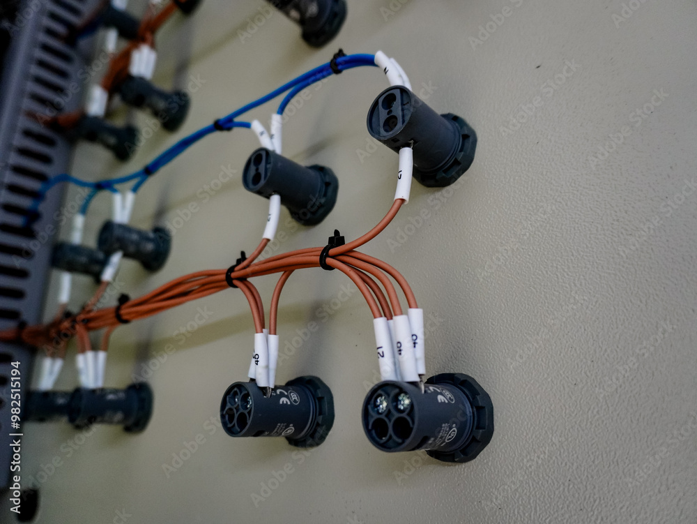 Electrical wiring control. Wiring control cables, electrical cabinet ...