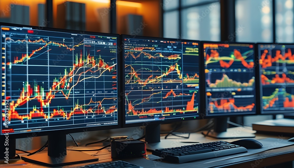 Complex financial chart visuals in an advanced monitoring system ...
