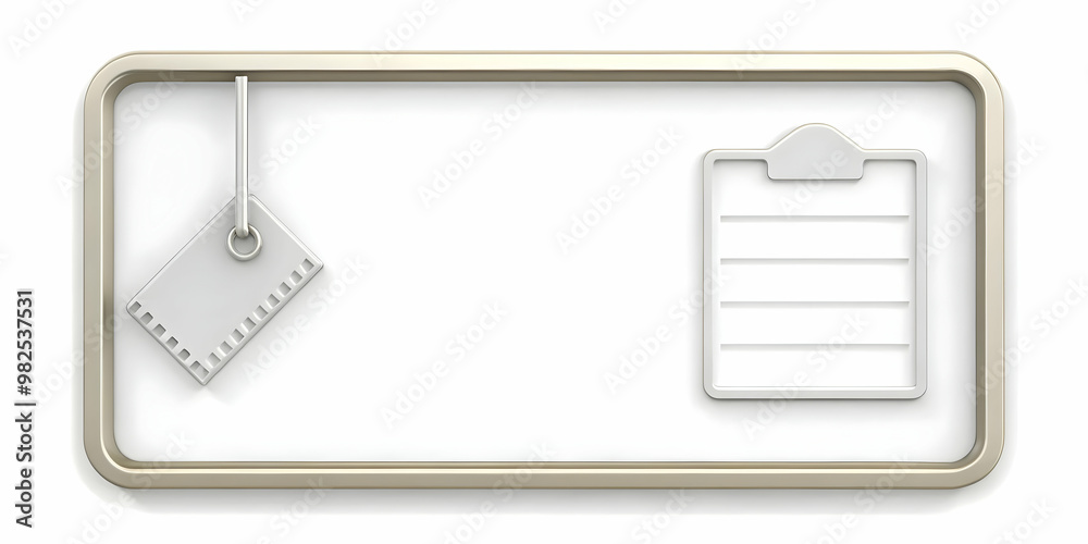 3D Clean Border Frame with Shopping Tag & Invoice Icon for Professional ...