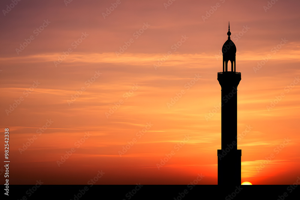 Silhouette of a Mosque Minaret with a Loudspeaker | Islamic ...