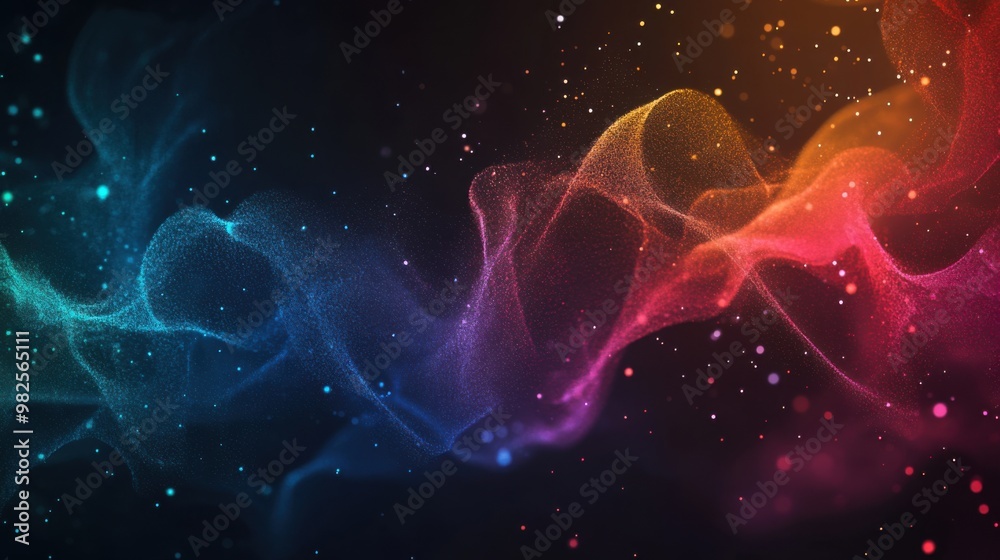 Vibrant particle effects and shadow play on a dark background. Dynamic ...