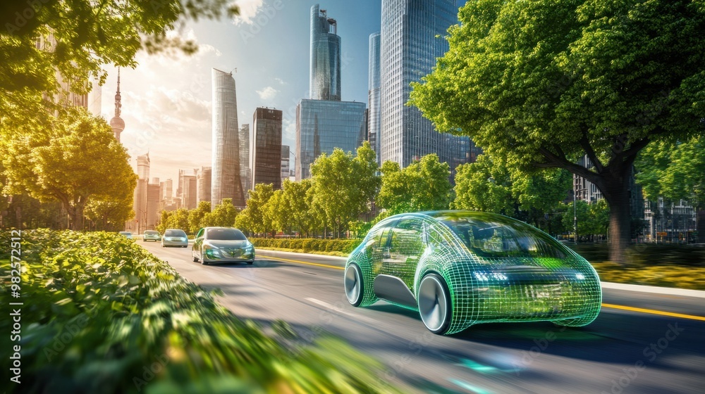 Engineers designing an eco-friendly transportation system with electric ...