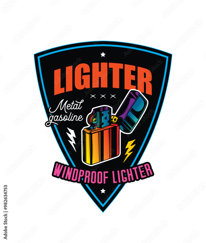 Lighter with the lid open. Retro poster. Original vector illustration ...