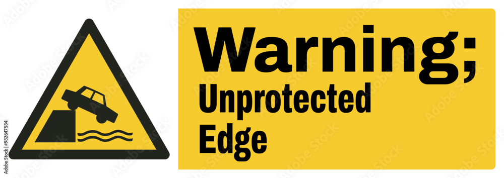 ISO warning safety signs text variation_warning ; unprotected edge ...