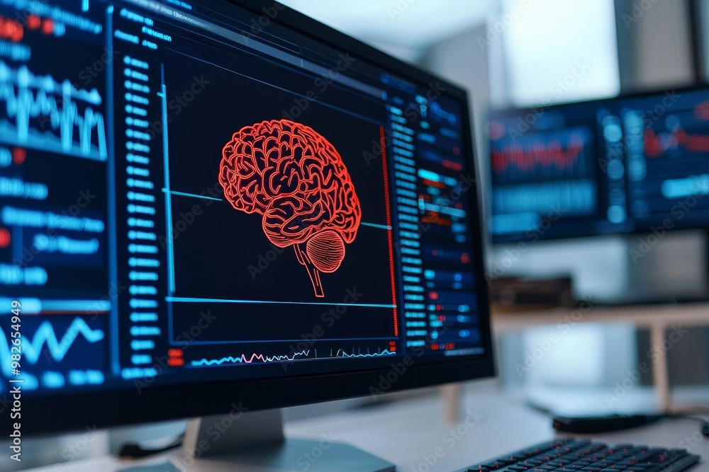 Computerized interface showing cognitive performance metrics and IQ ...