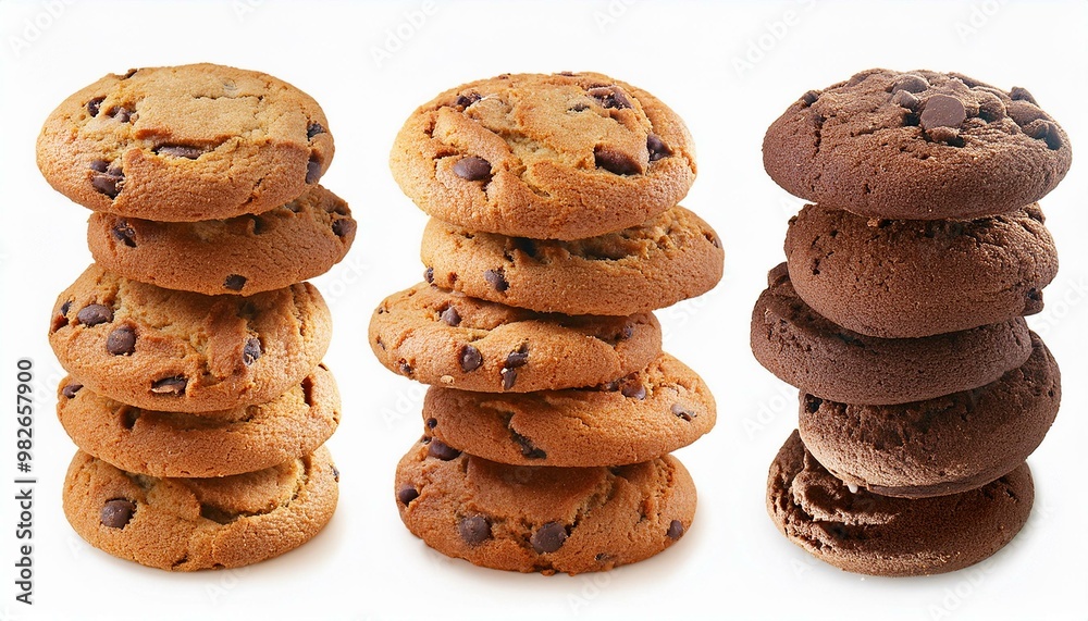 Stack Tower of Chocolate chip cookie cookies on transparent background ...