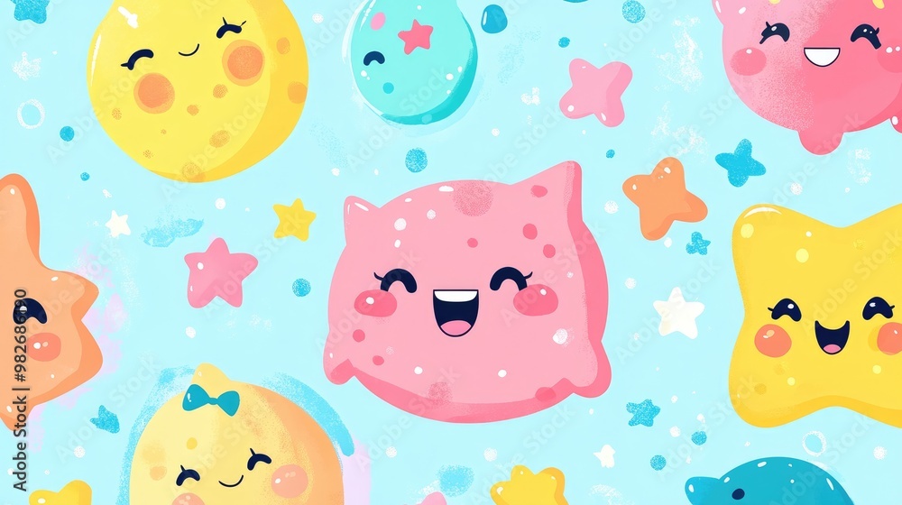 Colorful cartoon mascots featuring adorable and funny characters with ...