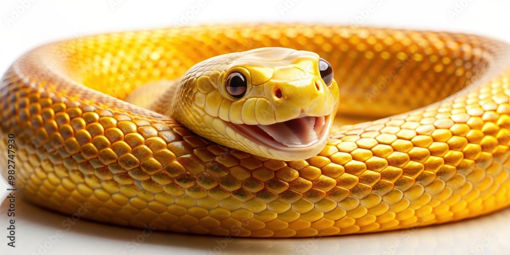 Happy gold snake with smiling face slithering to the right, Chinese ...