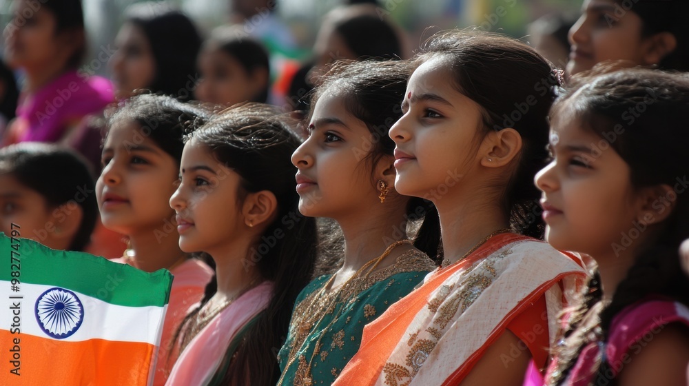 Indian national pride ceremony, capturing a solemn moment of flag ...
