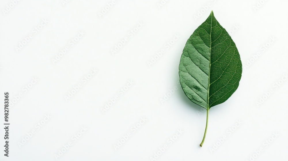 Minimal foliage design with a single leaf against a white background ...
