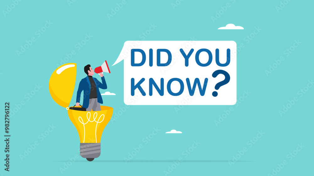 did you know illustration with businessman coming out of light bulb ...