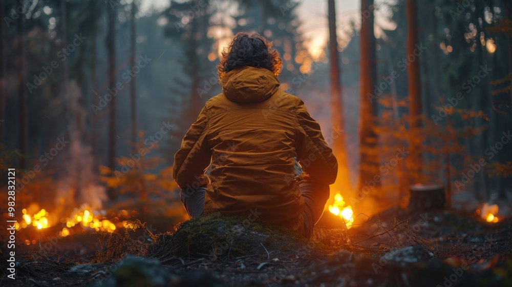 A highly realistic image of a person engaged in Telling ghost stories ...