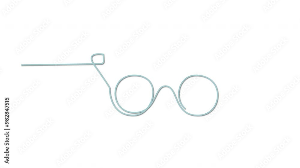 Eyeglasses continuous line self drawing animation.Animated blue line on ...