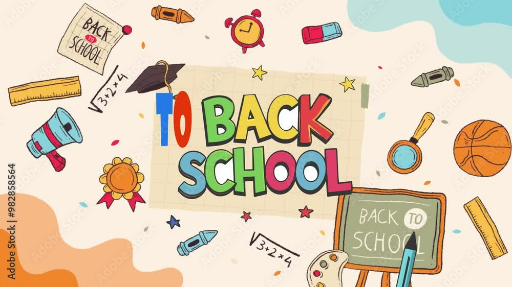 Back to School Animated Banner, Back to school frame animation on blue ...