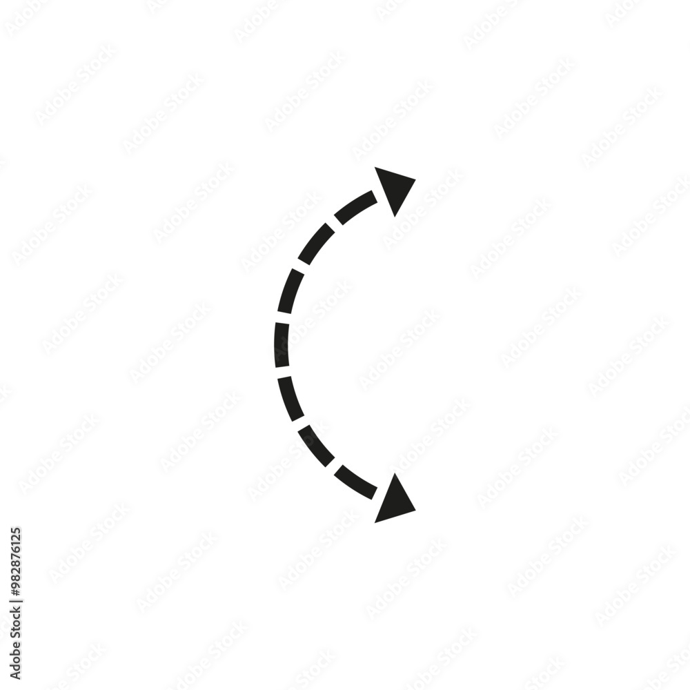 Semicircular curved thin long double ended arrow. Dual semi circle ...
