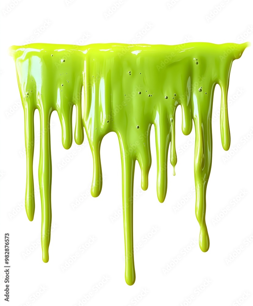 Bright Green Slime Dripping Isolated on White Background – Perfect for ...